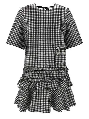 GANNI Crinkled Check Mini' Dress