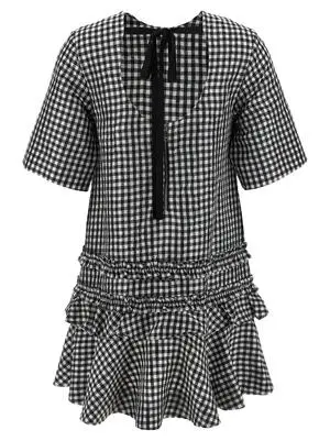 GANNI Crinkled Check Mini' Dress