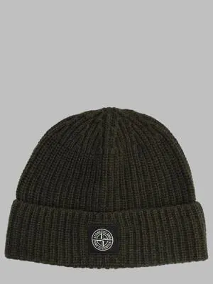 Stone Island Virgin Wool Ribbed Beanie - Multicolor
