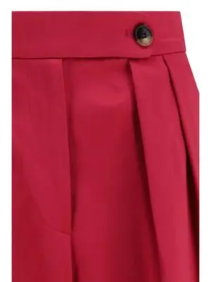 Dries Van Noten Wide Pleated Pants In Washed Cotton And Acetate - Pink