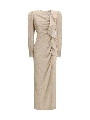 Alessandra Rich Jacquard Draped Dress With Flounces - Multicolor