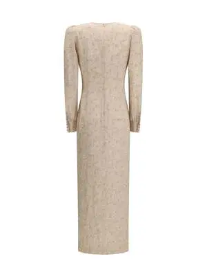 Alessandra Rich Jacquard Draped Dress With Flounces - Multicolor