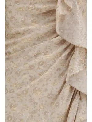 Alessandra Rich Jacquard Draped Dress With Flounces - Multicolor