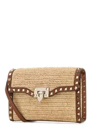 Valentino Garavani Raffia Rockstud Crossbody Bag