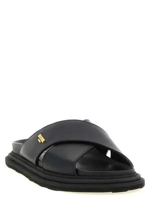 Moschino Leather Sabots With Logo