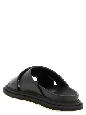 Moschino Leather Sabots With Logo