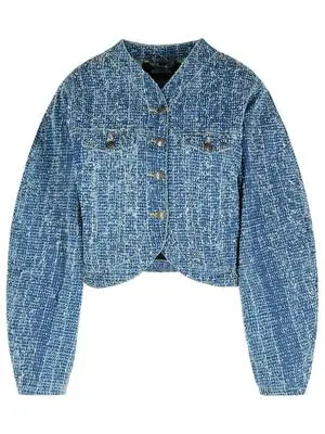 ROTATE BY BIRGER CHRISTENSEN Cotton Short Jacket - Blue