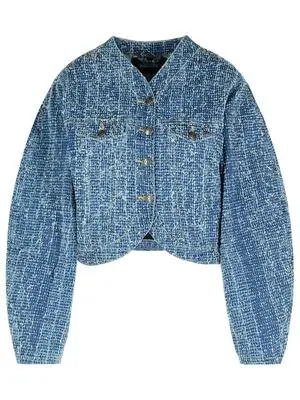 ROTATE BY BIRGER CHRISTENSEN Cotton Short Jacket - Blue