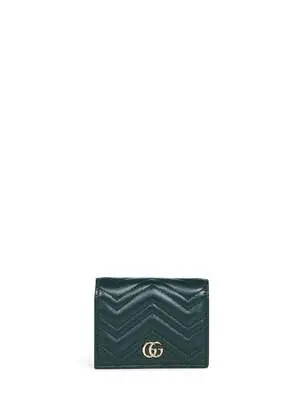 Gucci Green Gg Marmont Card Case Wallet - Multicolor