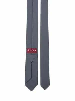 Gucci Grey Crepe-effect Fabric Slim Tie