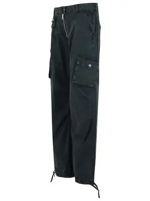 GANNI Washed Cotton Twill Cargo Pants - Gray
