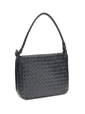 Bottega Veneta Woven Leather Shoulder Bag With Top Handle - Blue