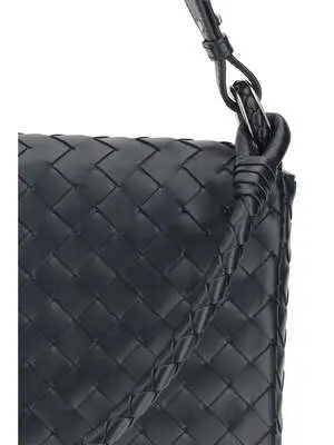 Bottega Veneta Woven Leather Shoulder Bag With Top Handle - Blue