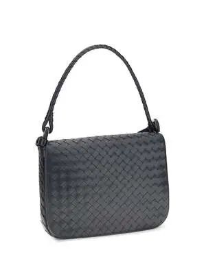 Bottega Veneta Woven Leather Shoulder Bag With Top Handle - Blue