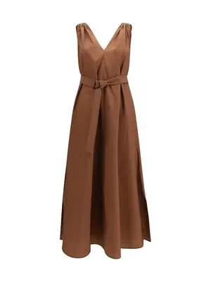 Brunello Cucinelli Cotton Poplin Dress - Brown