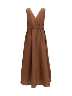 Brunello Cucinelli Cotton Poplin Dress - Brown