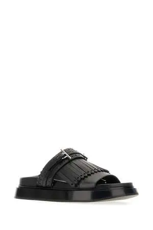 Alexander McQueen Leather Fringe Slides - Multicolor