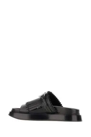 Alexander McQueen Leather Fringe Slides - Multicolor