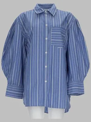 GANNI Ganni Women Camicia In Cotone A Righe Blue