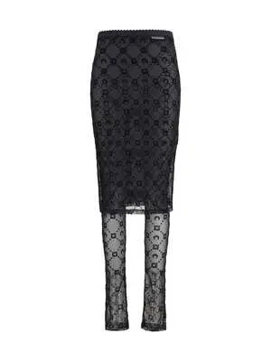 MARINE SERRE Moonogram Mesh Flock Pant-skirt - Black