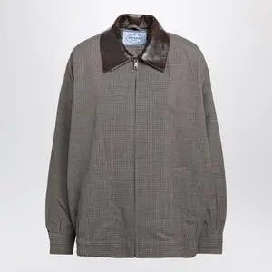 Prada Houndstooth Wool Blouson - Brown