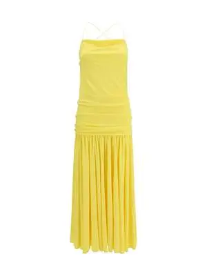 Jacquemus Pleated Midi Dress - Yellow