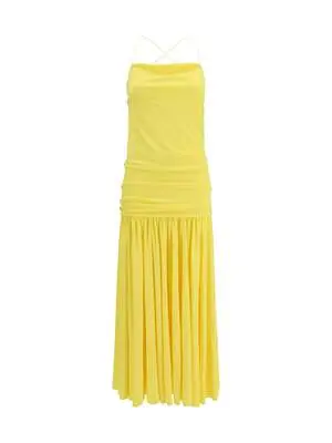 Jacquemus Pleated Midi Dress - Yellow