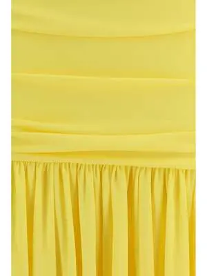 Jacquemus Pleated Midi Dress - Yellow