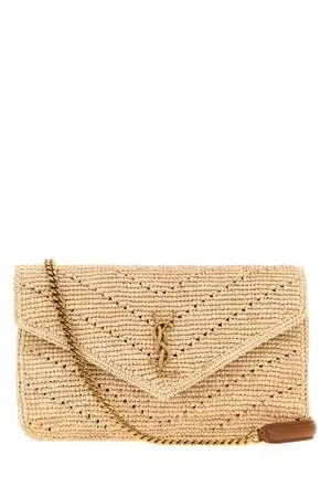 Saint Laurent Raffia Loulou Shoulder Bag - Brown