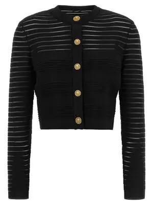 Balmain Semi-transparent Stripes Cardigan