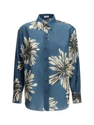 Brunello Cucinelli Floral Silk Shirt - Multicolor