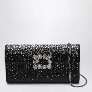 ROGER VIVIER Efflorescence Satin Clutch Bag - Black