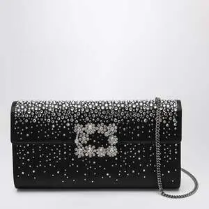 ROGER VIVIER Efflorescence Satin Clutch Bag - Black