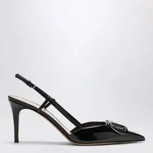 Valentino Garavani Vlogo Patent Leather Slingback Pumps - Black