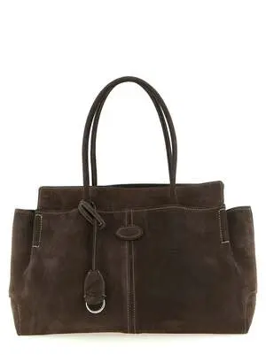 TOD'S Medium Suede Shopping Bag - Brown