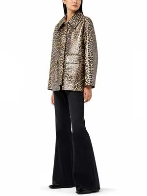 GANNI Animal Print Laminated Jacket - Multicolor