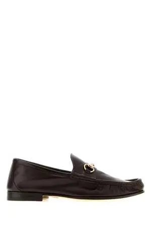 Gucci Dark Leather Lugano Loafers - Brown