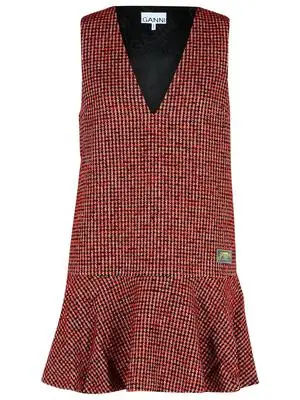 GANNI Wool Blend Dress - Red