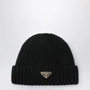 Prada PRADA Wool Beanie With Logo Triangle Black