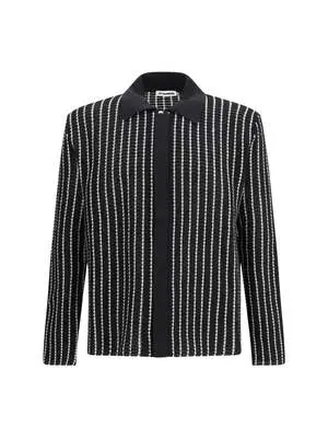 JIL SANDER Embroidered Crochet Cardigan - Black