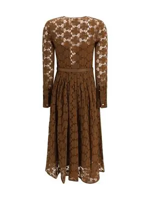 Max Mara Agrume Midi Dress In Lace - Brown