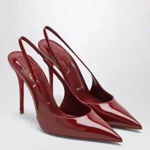 CHRISTIAN LOUBOUTIN Patent Calf Leather Miss Z Sling Back Pumps - Red