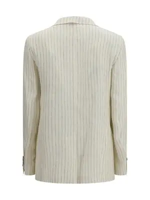Max Mara Single-breasted Pinstriped Linen Blazer