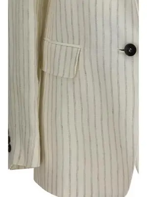 Max Mara Single-breasted Pinstriped Linen Blazer