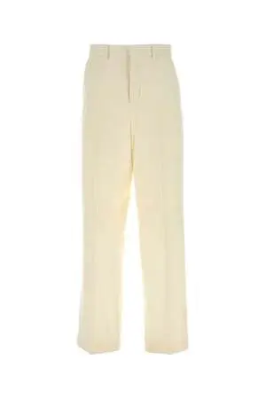 AMI Paris Ivory Wool Wide-leg Pant - White