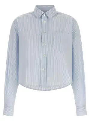 AMI Paris Striped Cropped Shirt - Blue