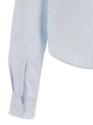 AMI Paris Striped Cropped Shirt - Blue