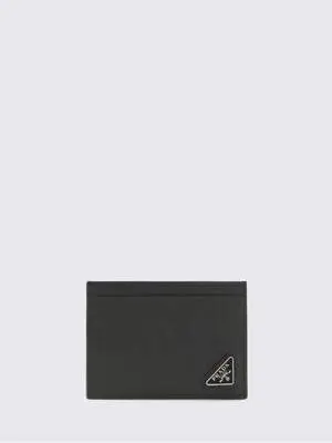 Prada Calf Leather Card Holder With Triangle Logo - Black