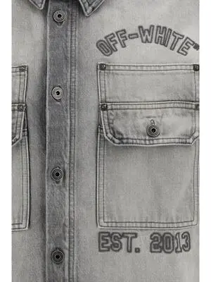 Off-White Diag Military Overshirt In Denim - Gray