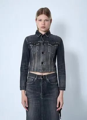 Balenciaga Lace-up Denim Jacket - Gray